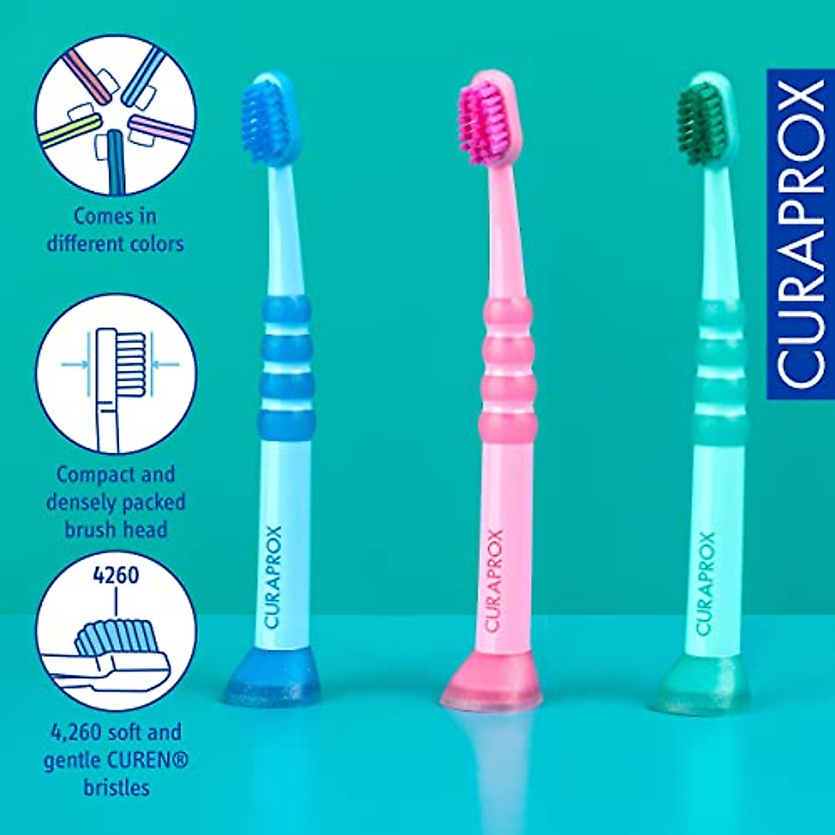 Curaprox Kids CK 4260 Baby Toothbrush (3 Pack); extra soft bristles for children