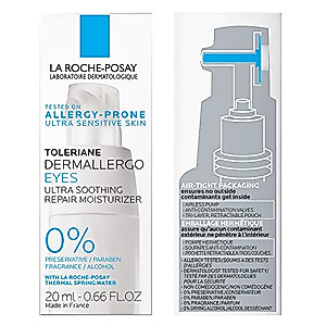 La Roche-Posay Toleriane Dermallergo Eye Cream Soothing Repair Moisturizer, Soothes and Comforts Sensitive Skin, Allergy Tested, Fragrance Free, Alcohol Free, Formerly Toleriane Ultra Eyes