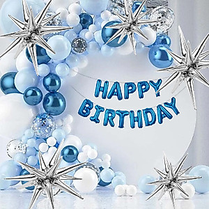 Cadeya 8 Pcs Star Balloons, Huge Silver Explosion Star Aluminum Foil Balloons for Birthday, Baby Shower, Wedding, Bachelorette Party, Disco Party Decorations Supplies