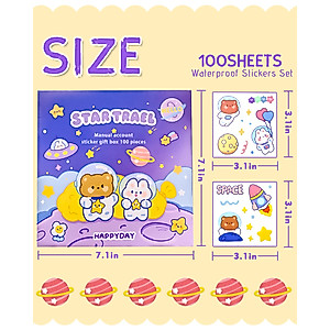 1000 Pcs Cute Stickers for Kids, Water Bottle Stickers Kawaii Waterproof Vinyl Scrapbook Phone Laptop Stickers, 100 Sheets Journaling Aesthetic Sticker Packs for Girls Teens（Purple）