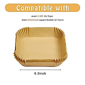 Square Mini Air Fryer Liners for 2qt Air Fryer, 100 Pcs Non-Stick Air Fryer Parchment Paper Pads Air Fryer Liners