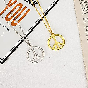 Peace Sign Necklace Earrings Set for Women Hippie Costume Accessories 70s Outfits for Women Hippie Jewelry for 60s 70s Party Favors Decorations