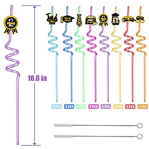 24Pcs Graduation Theme Straws, Graduation Cap Party Favors Disposable Bachelor's Clothing Straws Graduation Decorations Drinking Straws for Juices Shakes Summer Cocktail Graduation Party Supplies