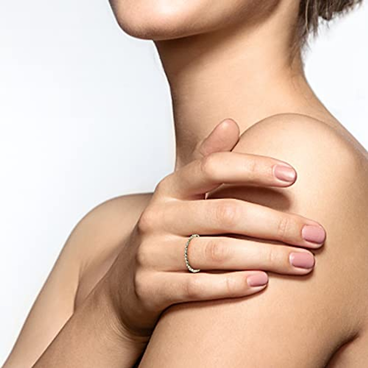 4K Gold Plated Wedding Band for Women Thin Stacking Ring Zirconia Engagement Ring Mid Rings (Gold, 10)