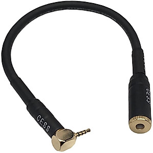 CESS-231 Right Angle 2.5mm to 4.4mm Balanced Male to Female Headphone Earphone Audio Adapter Cable, TRRS to TRRRS 5-Pole