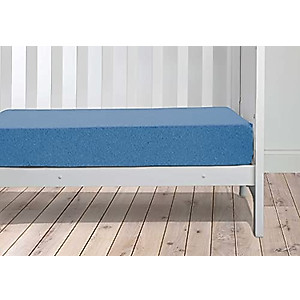 Dreamology 100% Cotton Jersey Knitted Mini Crib Sheets for Boys and Toddler, Soft and Breathable, Crib Sheets Girl Snug Fit, Machine Washable(P3,Denim Blue, Sky Blue/Gray Stripe, 38"x24"x6")