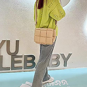 NAARIIAN puffer woven shoulder bag padded cassette handbag with coins organizer nylon light weight women crossbody purse(Khaki)