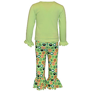 Unique Baby 2 Piece Girls Double Ruffle Leggings and Long Sleeve Shirt Clothes Set Kid and Toddler Girl St Paricks Day Outfit (7 Years, Little Lass)