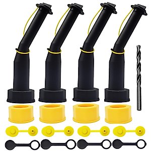 Gas Can Spout Replacement Universal Kit Leakproof Angle Nozzles Gasket Filter Screen Vent Cap Drill Bit for Old Style Gas Can Compatible with Midwest Blitz Gott Rubbermaind Essence Scepter (4black)