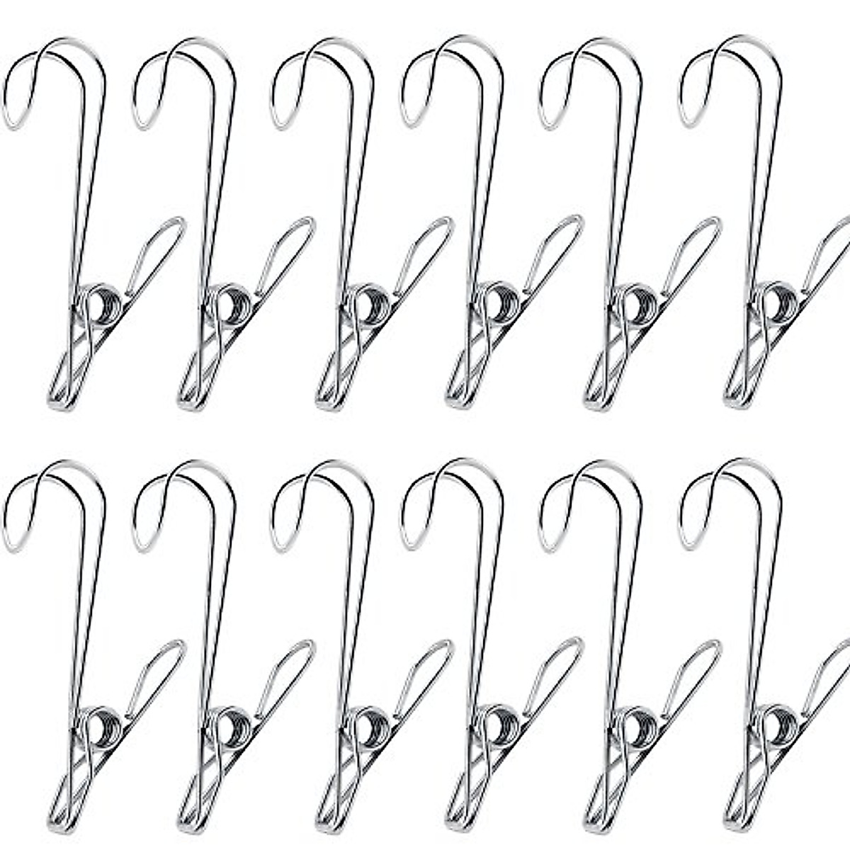 12 Pack Laundry Hooks Clothes Pins Hanging Clips Metal Baby Delicate Item Hanger Rack Office Home Travel Portable