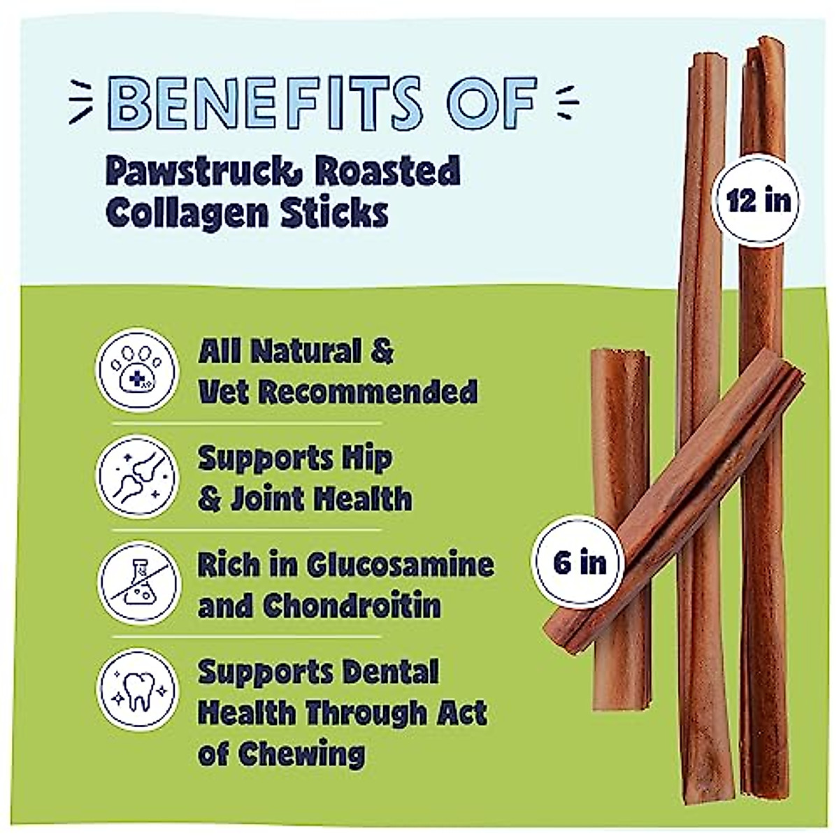 Pawstruck All Natural 11-12" Roasted Collagen Sticks for Dogs - Low Odor & Long Lasting Alternative to Bully Sticks and Rawhide Chews - Grain Free, Single Ingredient & Vet Approved - 5 Pack
