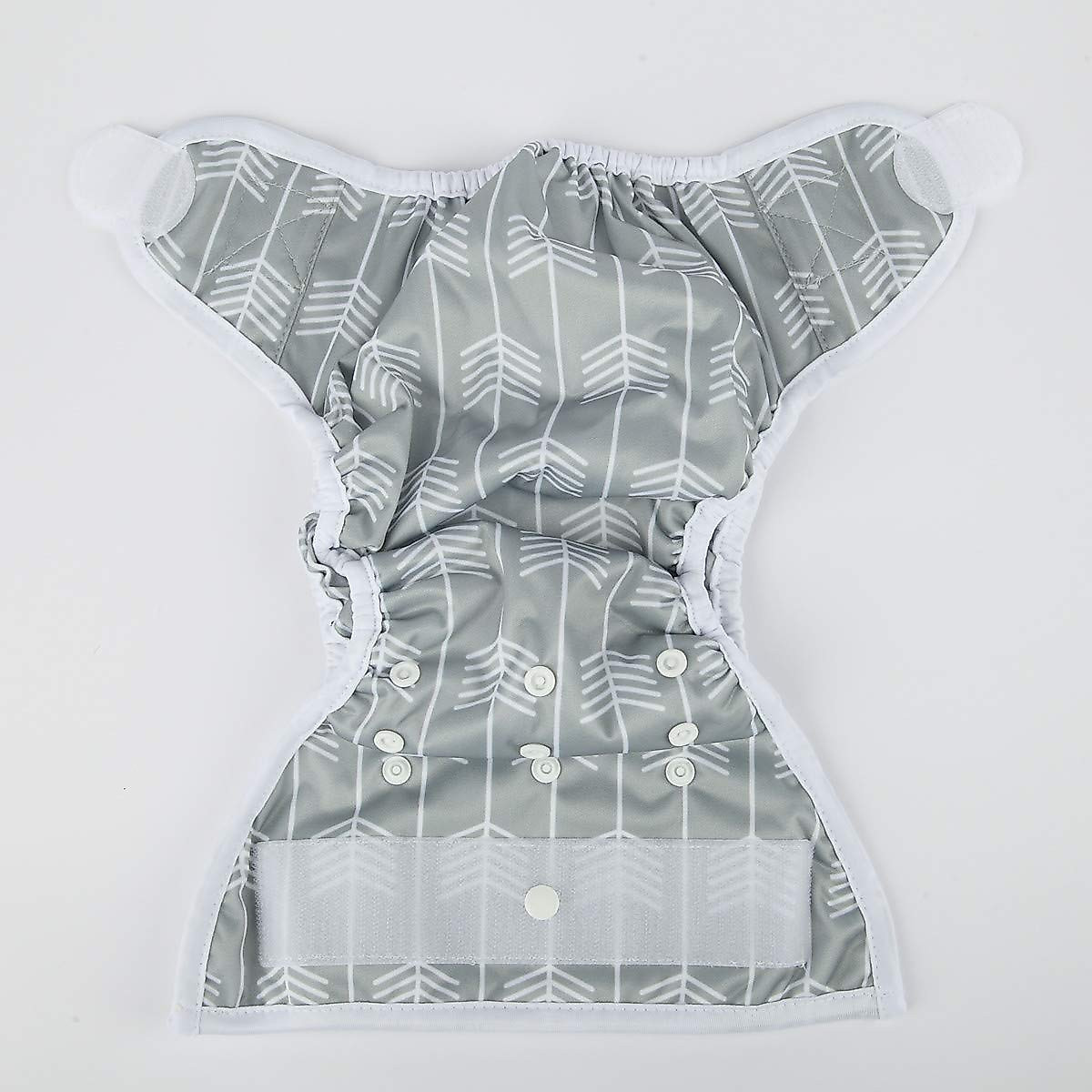Baby Cloth Diaper Cover Nappy Hook and Loop Double Gusset 6.6lbs to 33lbs (Grey Arrow) One Size