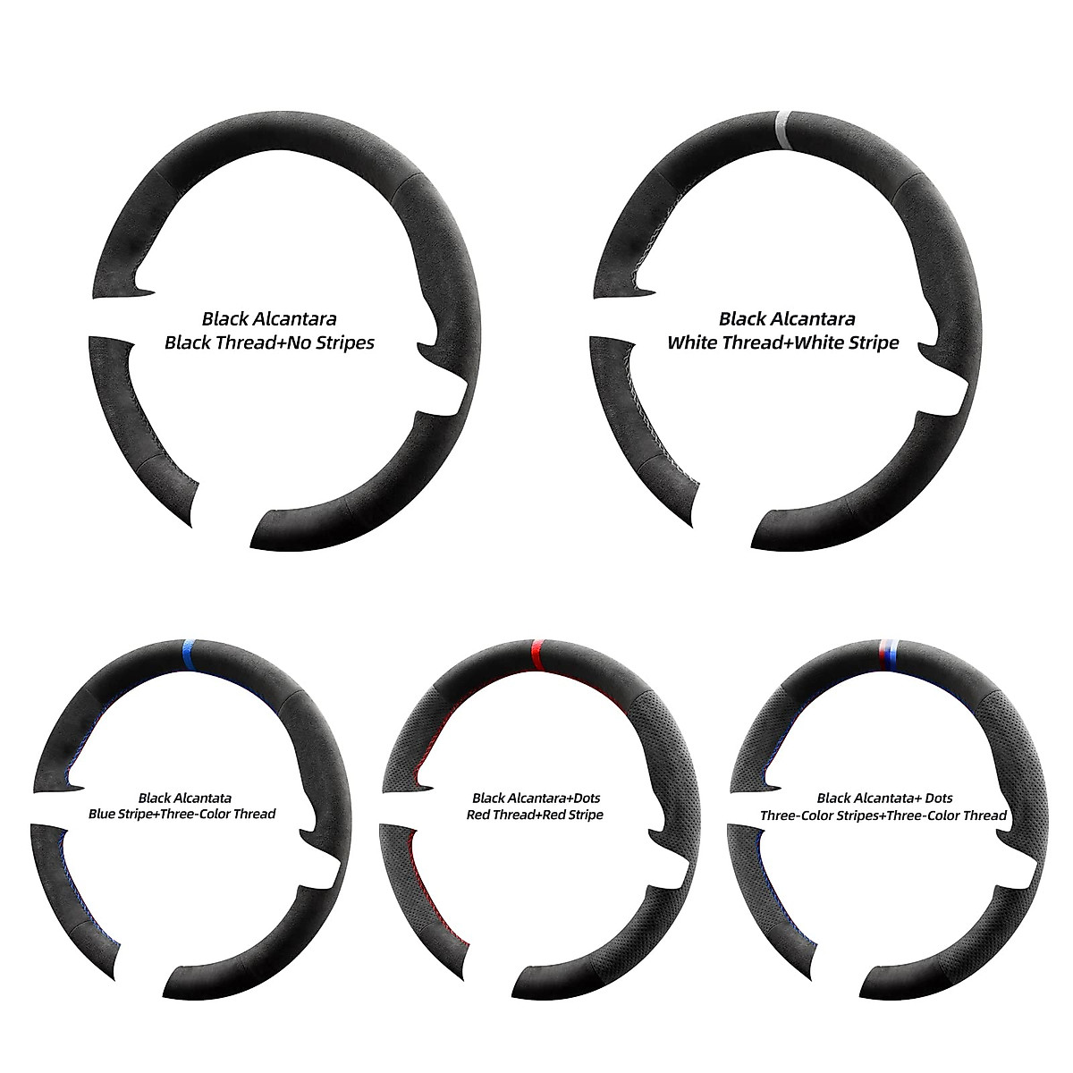 Alfanxi Hand Stitch Alcantara Steering Wheel Cover Compatible with BMW Z4 E85 E86 2003-2008 (Blue Stripe)