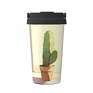 WANGXUEE Cactus Print 500ml Stainless Steel Travel Tumbler Double Wall Vacuum Insulated Coffee Mug