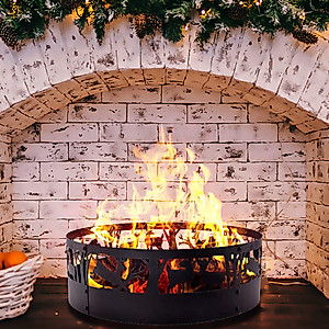 Kapler Fire Ring, Fire Pit Ring for Outdoors, Heavy Duty Firepit Ring 32inch, Hexagon Fire Rings for Camping Patio Backyard Picnic Bonfire Beach