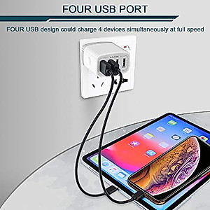 USB Charger Cube, Wall Charger Plug, AILKIN 4.8A 4-Muti Port USB Adapter Power Plug Charging Station Box Base Replacement for iPhone 14 13 12 11 Pro Max/X/8/7, iPad, Samsung Phones USB Charging Block