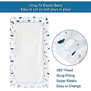 Changing Pad Cover for Boys Girls 2 Pack, Comfy & Breathable Changing Table Cover for 32''x16" Changing Table Pads, Diaper Changing Pad Cover, Dinosaurs & Ocean