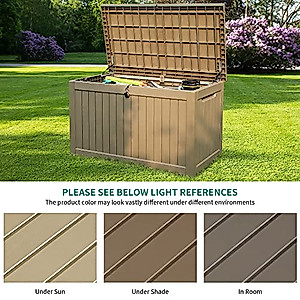 YITAHOME XXL 230 Gallon Large Outdoor Storage Deck Box for Patio Furniture, Outdoor Cushions, Garden Tools and Sports/Pools Equipment, Weather Resistant Resin, Lockable (Taupe)