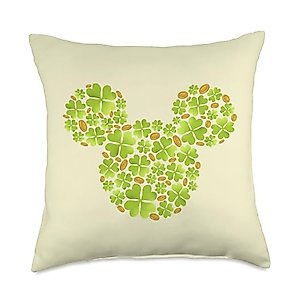 Disney Mickey Mouse Icon Lucky Shamrock St. Patrick’s Day Throw Pillow, 18x18, Multicolor