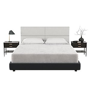 Jaxx Panelist Modern Padded Headboard – Set of 4 Wall Mounted Panels - Queen, Limestone Grey Microvelvet