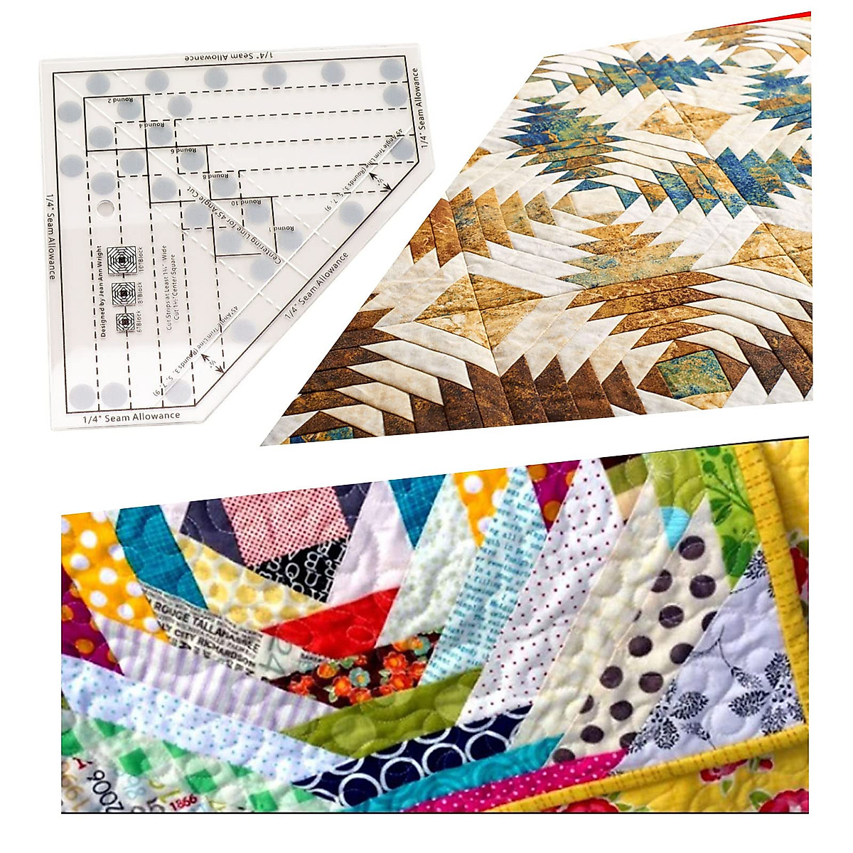 Trim Tool Quilting Ruler,Mini Quilt Ruler Transparent Acrylic Scale DIY Trim Tool Quilting Ruler for 6 8 10 Inch Finished Blocks