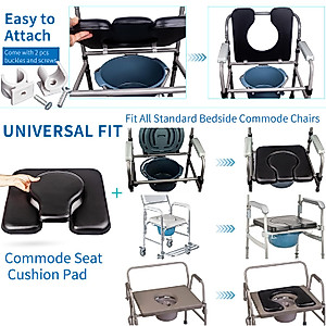 MINIVON PU Commode Seat Cushion, Padded Cushion for Bedside Commode Chair, C Shape Soft Pad Cover Commodes, Shower Wheelchair, Commode Cushion for Elderly