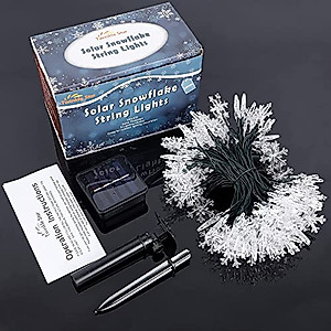 Twinkle Star Solar Snowflake String Lights, 100 LED 33 FT Outdoor Christmas Fairy Lights, 8 Lighting Modes & Waterproof for Holiday New Year Wedding Party, Xmas Tree, Garden Decor, Cool White