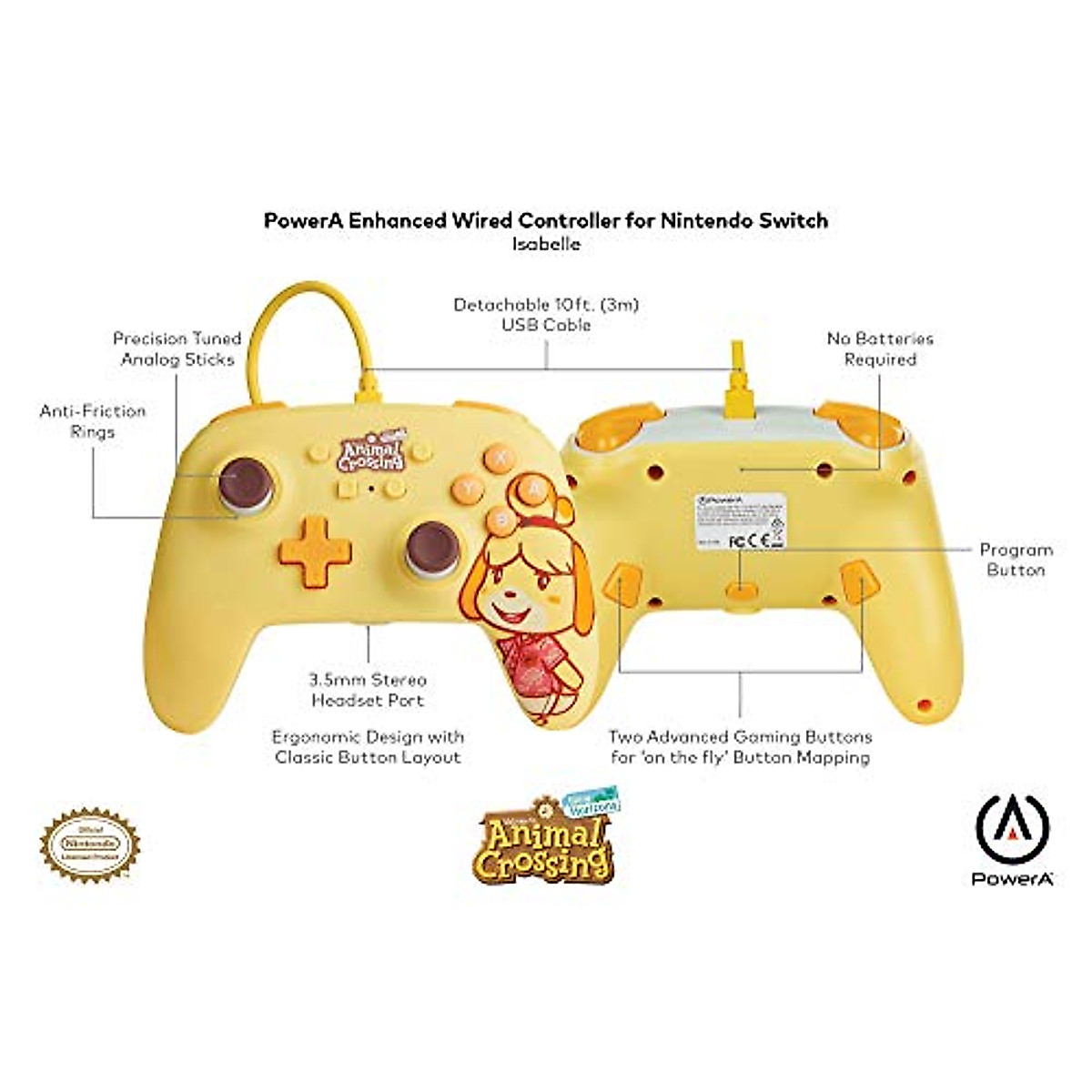 PowerA Enhanced Wired Controller for Nintendo Switch - Animal Crossing: Isabelle