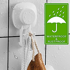 LUXEAR Suction Hooks, Strong Suction Cup Hook Waterproof Shower Hooks for Bathroom & Kitchen Powerful Vacuum Wall Hooks Removable for Towel Loofah Wreath Robe Cloth Key Bag-4 Pack