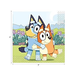 Bluey Birthday Party Supplies | Bluey Decorations | Bluey Plates | Bluey Napkins | Bluey Tableware - Serves 16