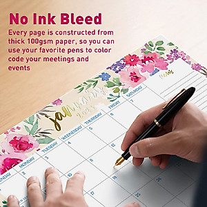 S&O Watercolor Floral Large Desk Calendar from Jan 2023-Jun 2024 - Tear-Away Table Calendar 2023-2024 - Desktop Calendar 2023-2024 - Academic Desk Calendar 2023-2024 - Desk Calendar Large - 12x17in