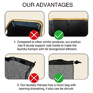 Jenumen 100L Large Black Laundry Hamper, XL Waterproof Laundry Basket with Handles and Lid for Clothes Storage in Bedroom Bathroom Laundry Bin