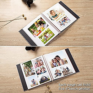HenPisen Large Photo Album Self Adhesive Scrapbook Magnetic Album for 3x5 4x6 5x7 6x8 8x10 Pictures 40 Pages Linen Cover DIY Photo Album with A Metallic Pen and DIY Sticker(Grey)