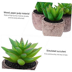 WOONEKY 1 Set 3 Pcs Succulent Bonsai Faux Succulents Potted Plastic Succulents Plants Various Faux Succulents Home Decor Artificial Plant Fake Succulent Mini False Cactus Pulp Basin Office