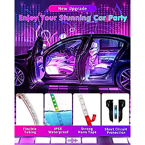 RGB Interior Car Strip Lights with Smart APP Control, Music Sync Under Dash Footwell Neon Internal Lighting Kit Multicolor,12V LED Strip Lights for Cars, Trucks, SUVs with Car Charger(1 Set)