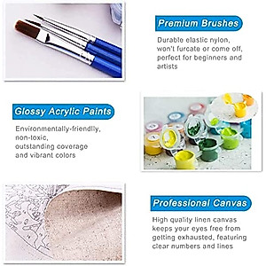 VeGuude Paint by Numbers for Adults and Kids Beginner, 4 Pack Painting by Number Kits On Canvas, Without Frame DIY Christmas Grinch Oil Painting Acrylic Paints, Home Wall Decor Gift 12x16inch