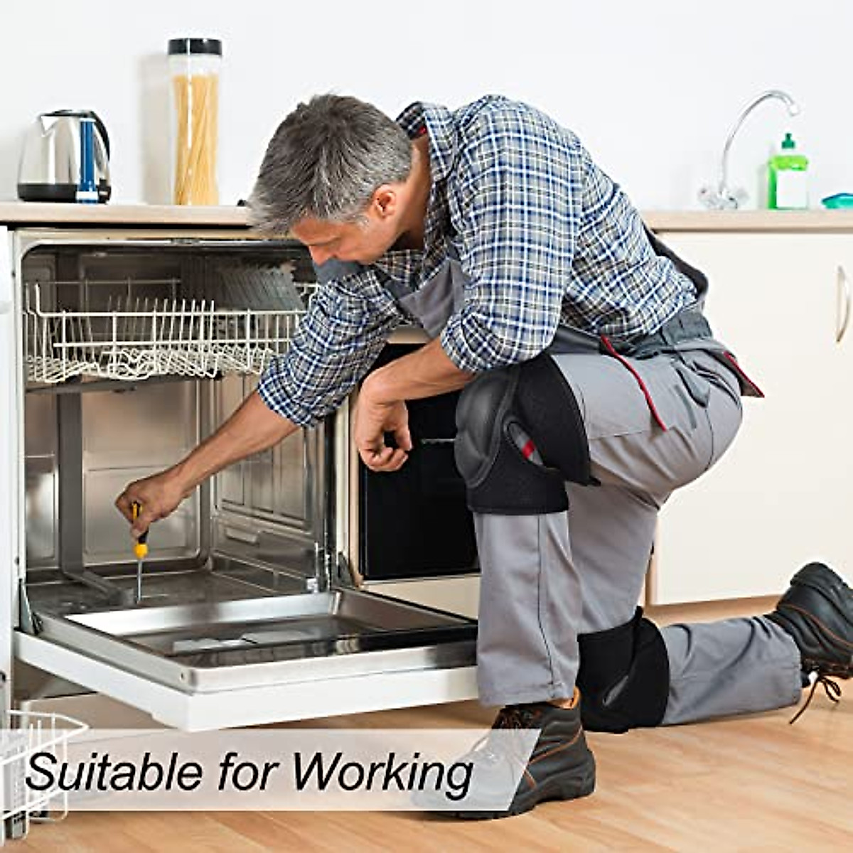 Berlune 2 Pairs Knee Pads for Gardening Cleaning Knee Pads Knee Pads for Men Construction Work Kneepads with Thick Foam, Anti Slip Collision Avoidance Kneepads for Garden Construction Flooring