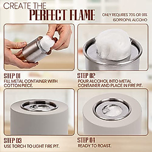 Tabletop Fire Pit, Fire Bowl with 2 Roasting Sticks | Small, 91% Isopropyl Alcohol Mini Fire Pits for Balcony, Patio Décor -Portable Fire Pit for Camping and Hiking | Smores Kit