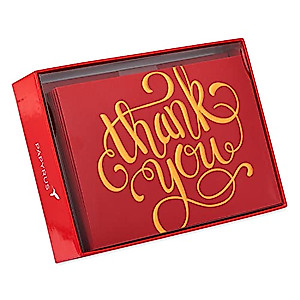Papyrus Blank Holiday Thank You Cards Boxed with Envelopes, Blank Red and Gold (12-Count)