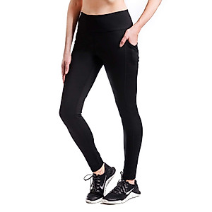 Yogipace,Side Pockets,Women's Water Resistant Thick Thermal Fleece Lined Leggings Warm Winter Tights,28",Black,M