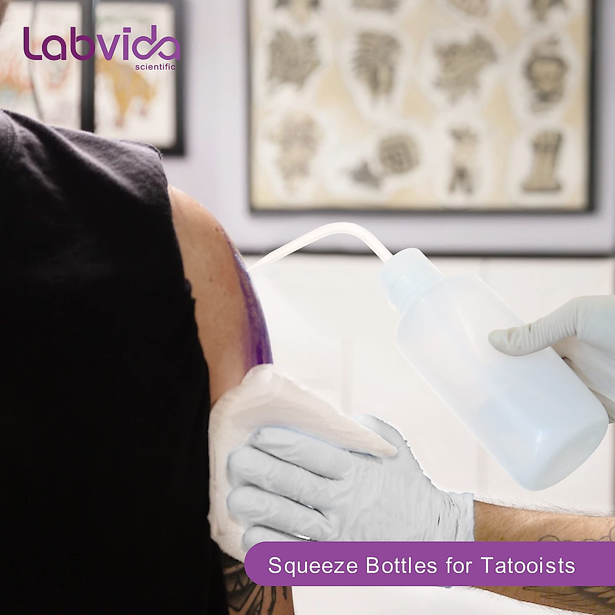 Labvida New Released Thick Wall 250ml Squeeze Bottle Set 2pcs- Laboratory Grade Durable Wash Bottles for Precision Liquid Dispensing and Tattoo Cleaning