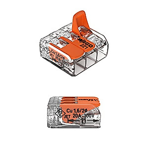 WAGO 221-413 Compact Lever-Nuts® Splicing Connectors, 3-Conductor, 24-12 AWG, 2500pcs
