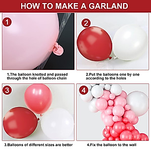 Red Pink Balloon Arch, Red Pink Balloon Garland Kit with White Pink Macaron Red and Red Balloons, Red Pink Balloon Garland for Baby Shower Engagement Bridal Shower Wedding Anniversary Party