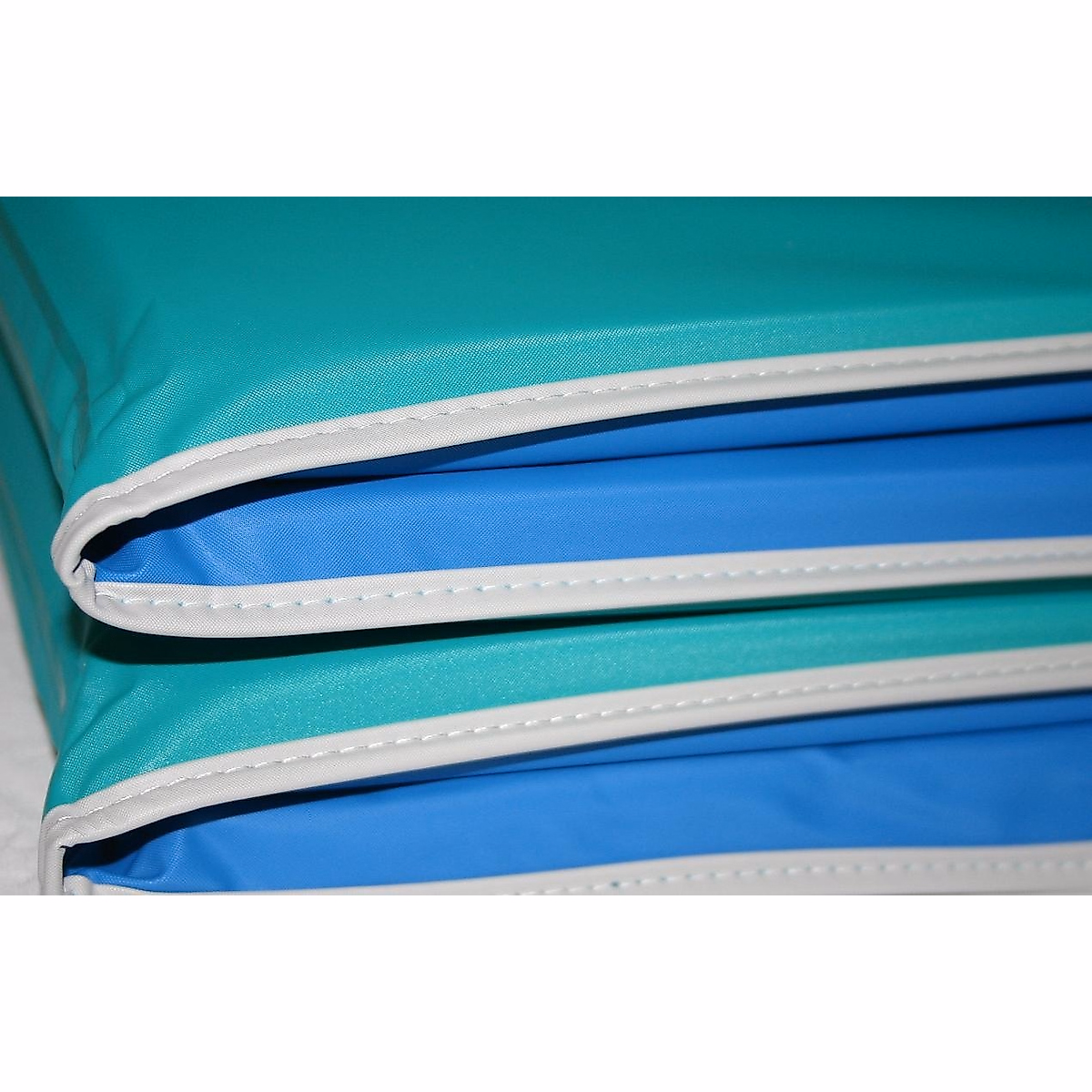 KinderMat, Jr. Daydreamer 2" Thick Rest Mat, 4-Section Rest Mat, 44" x 19" x 2", Blue/Teal with Grey Binding, Great for School, Daycare, Travel, and Home, Made in The USA