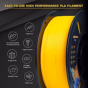 LOTMAXX PLA Filament 1.75mm PLA 3D Printer Filament, 1kg Spool (2.2lbs), Dimensional Accuracy +/- 0.03mm, Fit Most FDM Printer(Yellow)