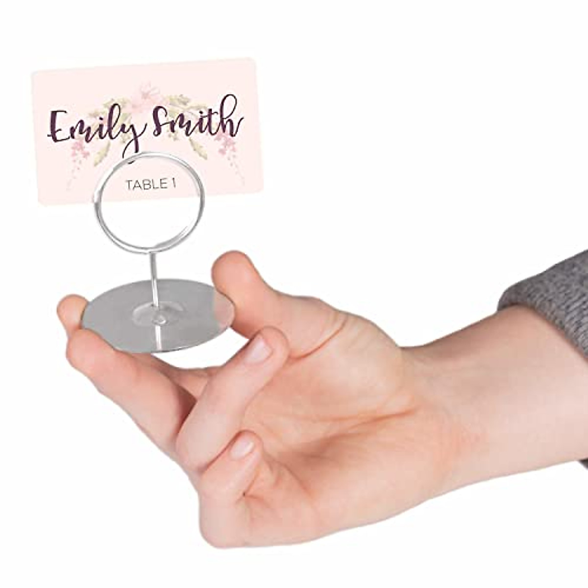 12-Pack of 2.25" Table Number Holder, Menu, and Place Card Stands | Tabletop Stainless Steel Ring-Clip Card Markers & Photo Holder for Restaurants, Weddings, Banquets, Home Usage, and Parties