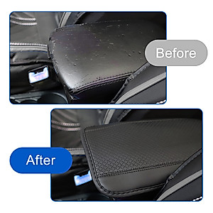 1 PC Car Four-season Universal Armrest Box Mat, Carbon Fiber Leather Embossing Center Console Cover Pad, Double Line Non-slip Central Handrail Box Cover Protector, for Most Vehicle Decoration (Blue)