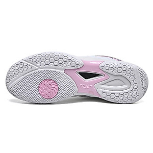 JiuQing Women's Badminton Shoes Lightweight Pickleball Tennis Sneakers Damping Non-Slip Cross-Training Shoes,Pink,9