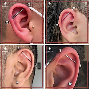 FINE4U 14G Nipple | Tongue Rings Piercing Jewelry Titanium - ASTM F136 Titanium Straight Barbell for Women & Men, Internally Threaded Hypoallergenic (14G × 16mm × 5mm)