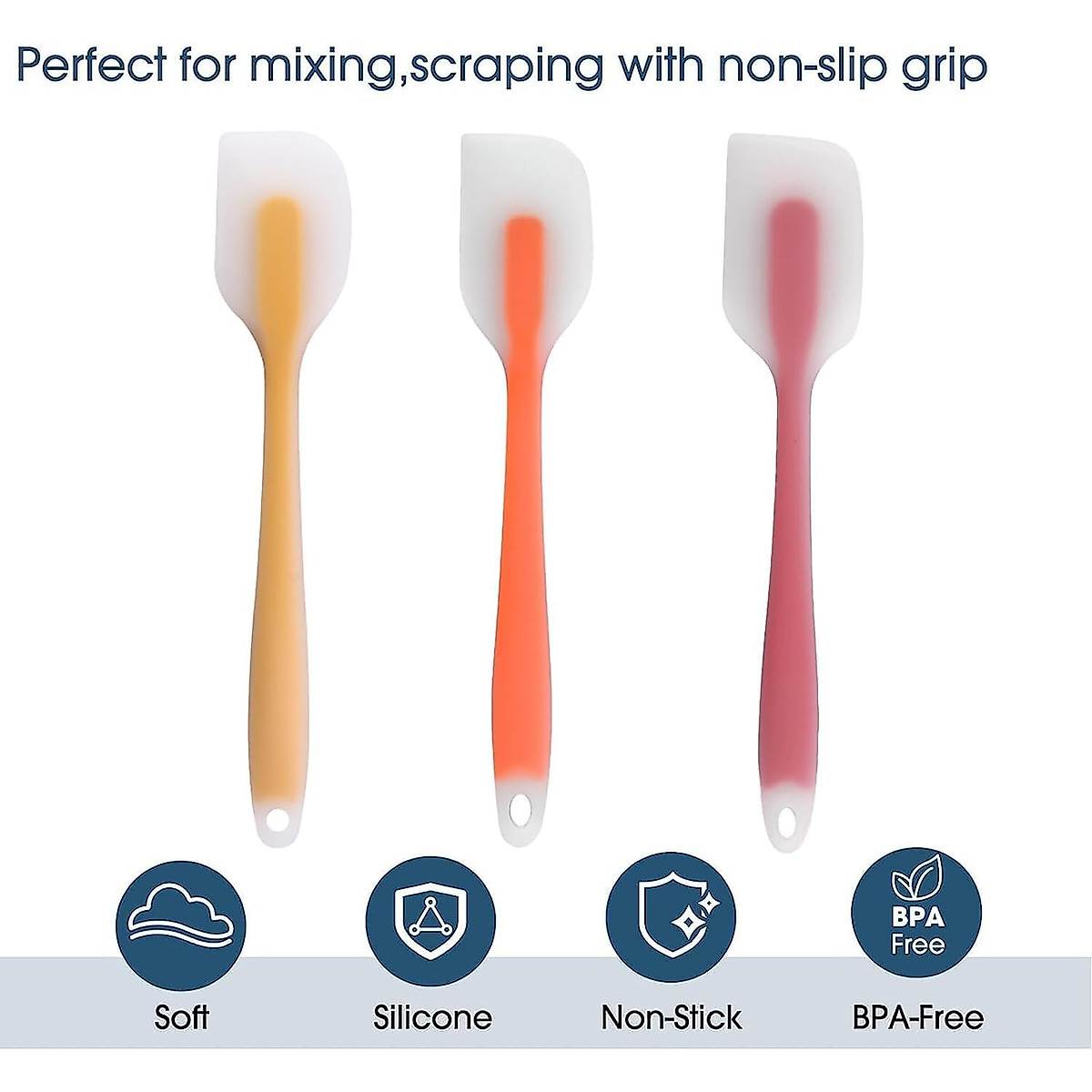 Silicone Spatulas Heat Resistant Flexible Spatula 450F with Stainless Steel Core - FDA Grade Premium Kitchen Utensils with Good Grip 27 cm Random Color (Pack of 2)